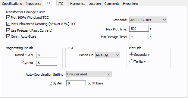 Two Winding Transformer - TCC Tab
