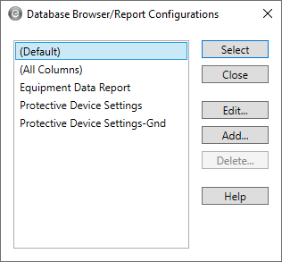 Database Browser and Report Configurations