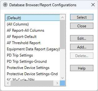 Database Browser and Report Configurations