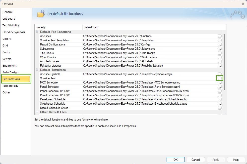 Setting Default Text for New One-lines
