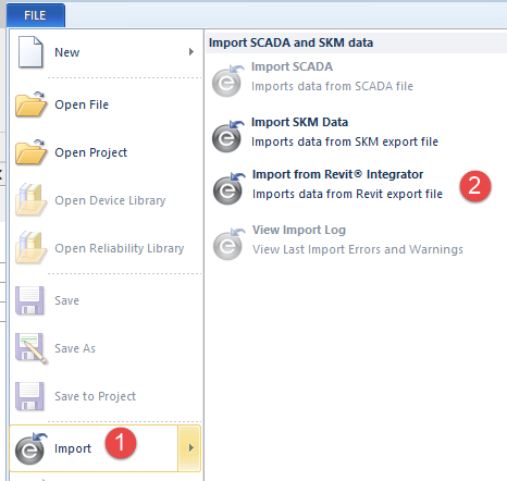 Importação do Revit para o EasyPower